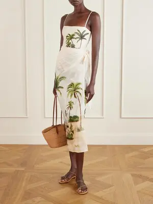 Agua Bendita Lavanda Arena Cotton And Silk Blend Pareo - Neutrals