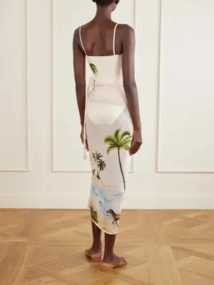Agua Bendita Lavanda Arena Cotton And Silk Blend Pareo - Neutrals