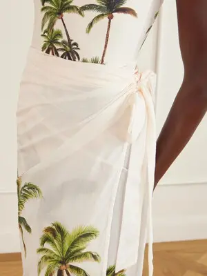 Agua Bendita Lavanda Arena Cotton And Silk Blend Pareo - Neutrals