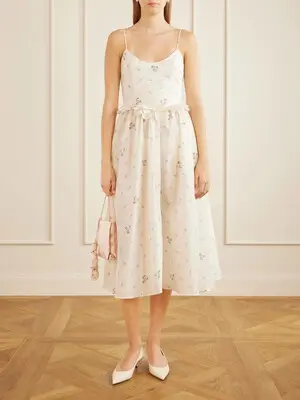 Alessandra Rich Floral-print Silk Taffeta Midi Dress
