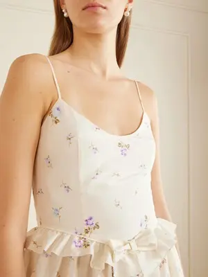 Alessandra Rich Floral-print Silk Taffeta Midi Dress