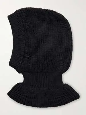 LEMAIRE Ribbed Wool Balaclava - Black