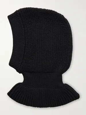 LEMAIRE Ribbed Wool Balaclava - Black