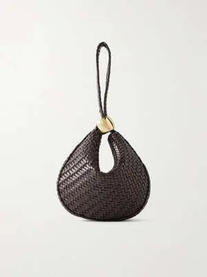 AMANU The Zambia Woven Leather Clutch Bag - Brown