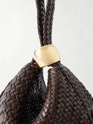 AMANU Zambia Woven Leather Clutch Bag With Gold-tone Clasp - Brown