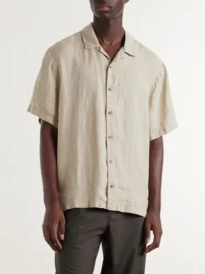 JAMES PERSE Convertible-collar Linen Shirt - Neutrals