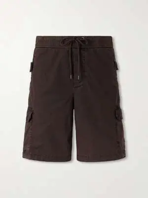 JAMES PERSE Straight-leg Stretch Cotton-poplin Shorts - Brown