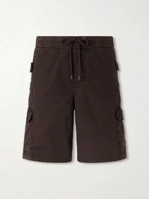 JAMES PERSE Straight-leg Stretch Cotton-poplin Shorts - Brown