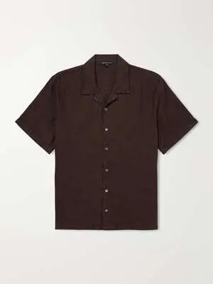 JAMES PERSE Convertible-collar Linen Shirt - Brown