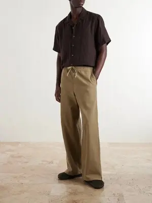 JAMES PERSE Convertible-collar Linen Shirt - Brown