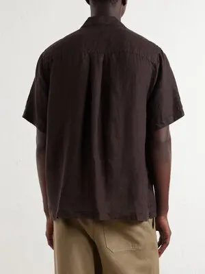 JAMES PERSE Convertible-collar Linen Shirt - Brown