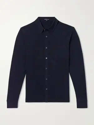 JAMES PERSE Clean Finish Slim-fit Cotton-jersey Shirt - Blue