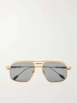 JACQUES MARIE MAGE Labarge Aviator-style Titanium Sunglasses - Gold