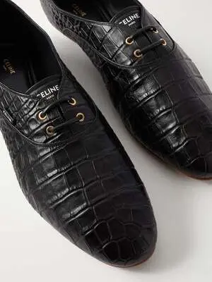 Celine Croc-effect Leather Oxford Shoes