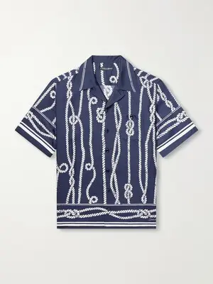 Dolce & Gabbana Marina Camp-collar Printed Silk-twill Shirt - Blue