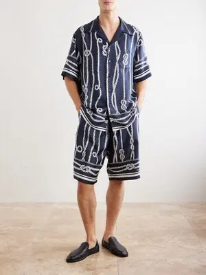 Dolce & Gabbana Marina Camp-collar Printed Silk-twill Shirt - Blue