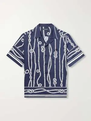Dolce & Gabbana Marina Camp-collar Printed Silk-twill Shirt - Navy