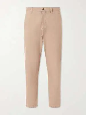 BRUNELLO CUCINELLI Straight-leg Cotton Trousres - Beige