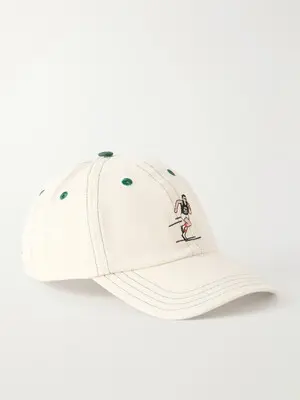 DRAKE'S Embroidered Cotton-twill Cap - Neutrals