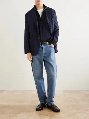 Barena Venezia Merino Wool Half-zip Sweater - Blue