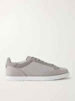 Brunello Cucinelli Coda Di Rondine Waxed-suede Sneakers - Gray