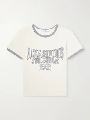 Acne Studios Logo-print Cotton-jersey T-shirt - Neutrals