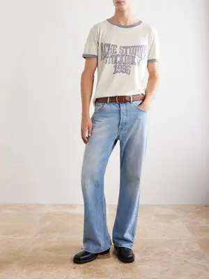 Acne Studios Logo-print Cotton-jersey T-shirt - Neutrals