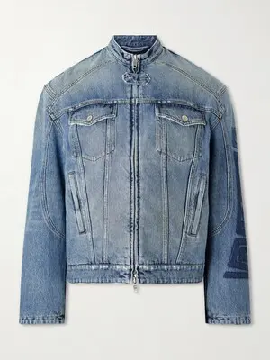 Balenciaga Denim Motorcycle Jacket - Blue
