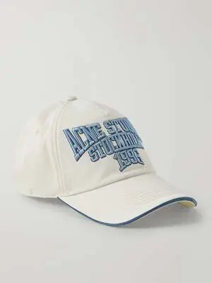 Acne Studios Logo-embroidered Cotton-twill Baseball Cap - White
