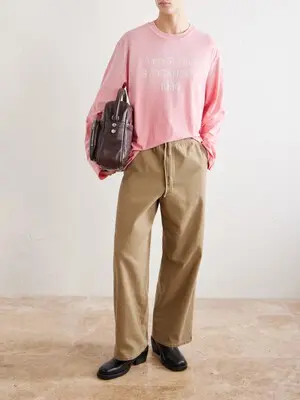 Acne Studios Edden U 1996 Logo-print Distressed Cotton And Hemp-blend T-shirt - Pink