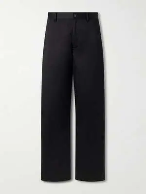 Acne Studios Straight-leg Pleated Cotton-satin Trousers - Black
