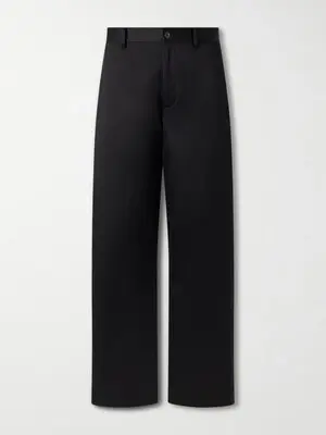 Acne Studios Straight-leg Pleated Cotton-satin Trousers - Black