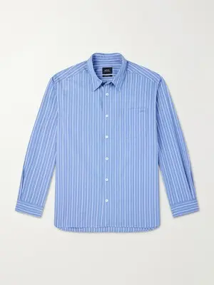 A.p.c. Malo Striped Cotton-poplin Shirt - Blue