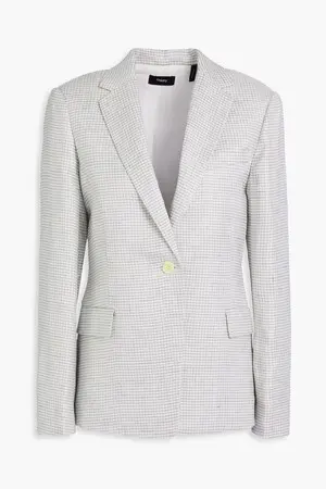 Theory Houndstooth Linenblend Blazer - Light Gray