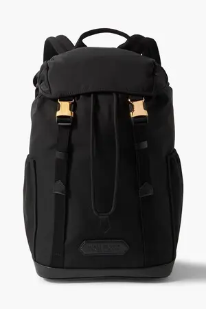 TOM FORD Leather-trimmed Logo-appliqué Nylon Backpack - Black
