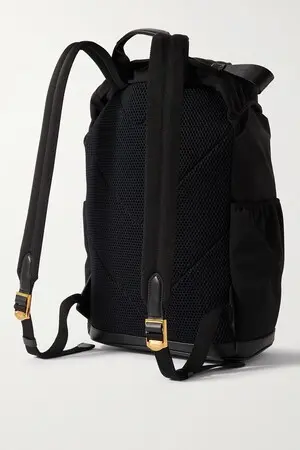 TOM FORD Leather-trimmed Logo-appliqué Nylon Backpack