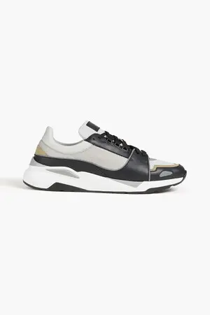 Canali Leather And Suede Trimmed Sneakers