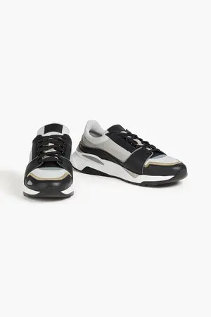 Canali Leather And Suede Trimmed Sneakers