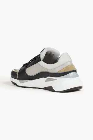 Canali Leather And Suede Trimmed Sneakers