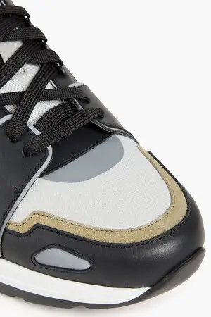 Canali Leather And Suede Trimmed Sneakers