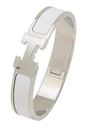 Hermès Enamel Clic-clac 'h' Bracelet Pm - White