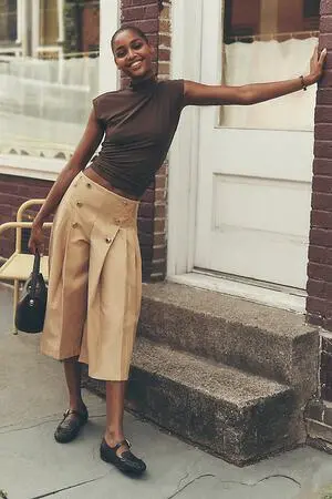 Maeve Pleated Utility Trousers Pants - Latte