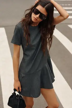 Maeve Drop-waist Mini Swing Dress - Dark Grey