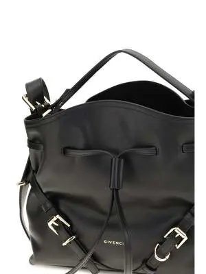 Givenchy Small Voyou Bucket Handbag In Glossy Leather - Black