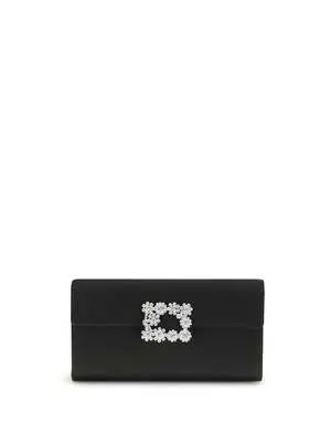 ROGER VIVIER Efflorescence Pochette Satin Clutch With Crystal Embellishment - Pink