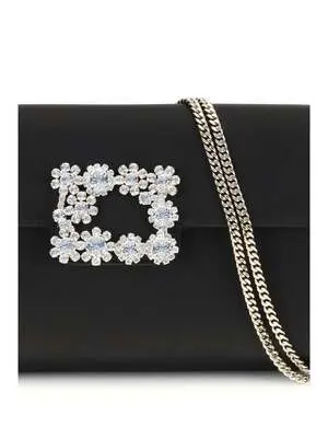 ROGER VIVIER Efflorescence Pochette Satin Clutch With Crystal Embellishment