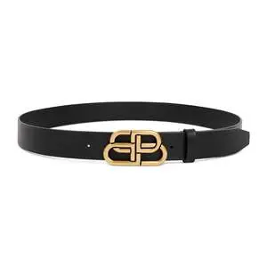 Balenciaga Leather Bb Belt - Black