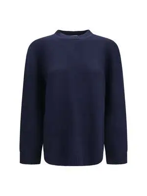 Prada Crewneck Sweater With Suede Elbow Patches - Blue
