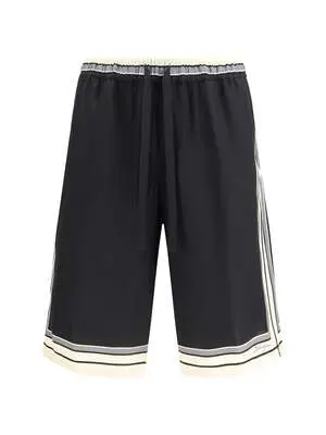 Dolce & Gabbana Drawstring Shorts With Striped Trim - Black