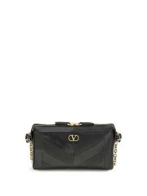 Valentino Garavani Panthea Small Chevron Shoulder Bag - Black